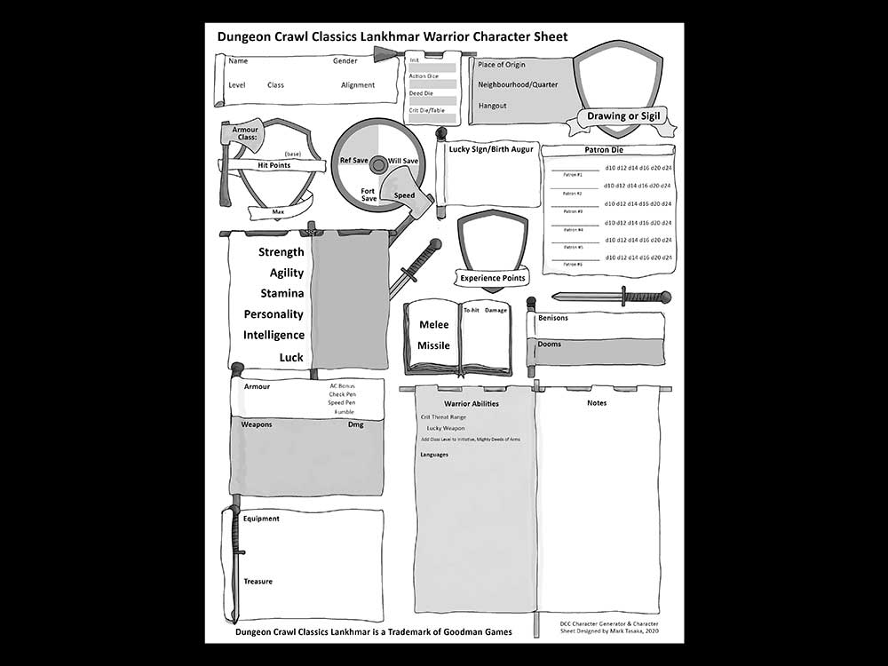 Character Sheets DCC Lankhmar